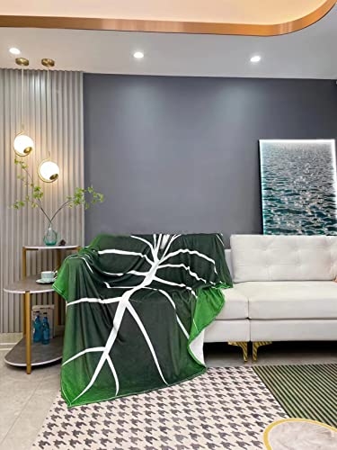 Large Leaf Blanket Green Plant Throw Blankets Soft Fuzzy Leaf Shaped Flannel Throw Decorative Blanket for Plant Lovers Bed Couch Sofa Car