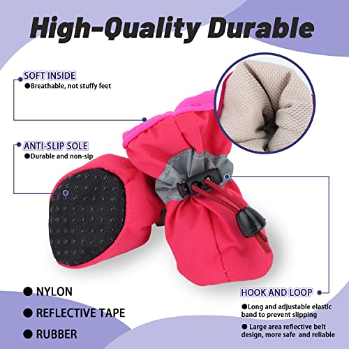 LUZGAT 4PCs Dog Boots Dog Shoes Pow Protector for Summer Hot Pavement for Small Medium Dogs Cat with Non-Slip Sole and Reflective Straps(Pink,Size 1)
