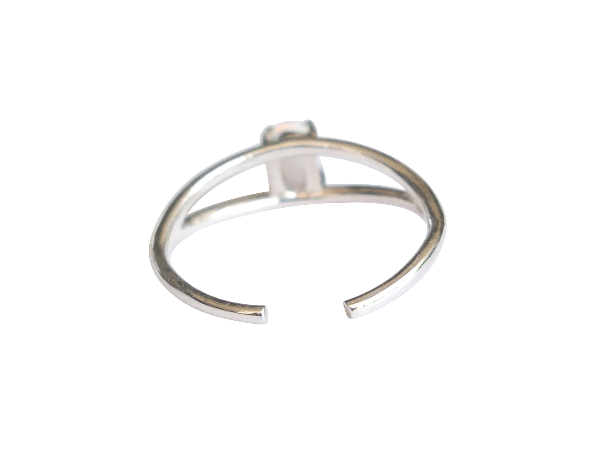 Handmade Silver & Oval 5x3mm White Opal Gemstone Adjustable Toe Ring, 925 Sterling Silver, Double Band Classic Stone Toe, Pinky or Knuckle Rings for Women, By MiYa Jewelry Creations