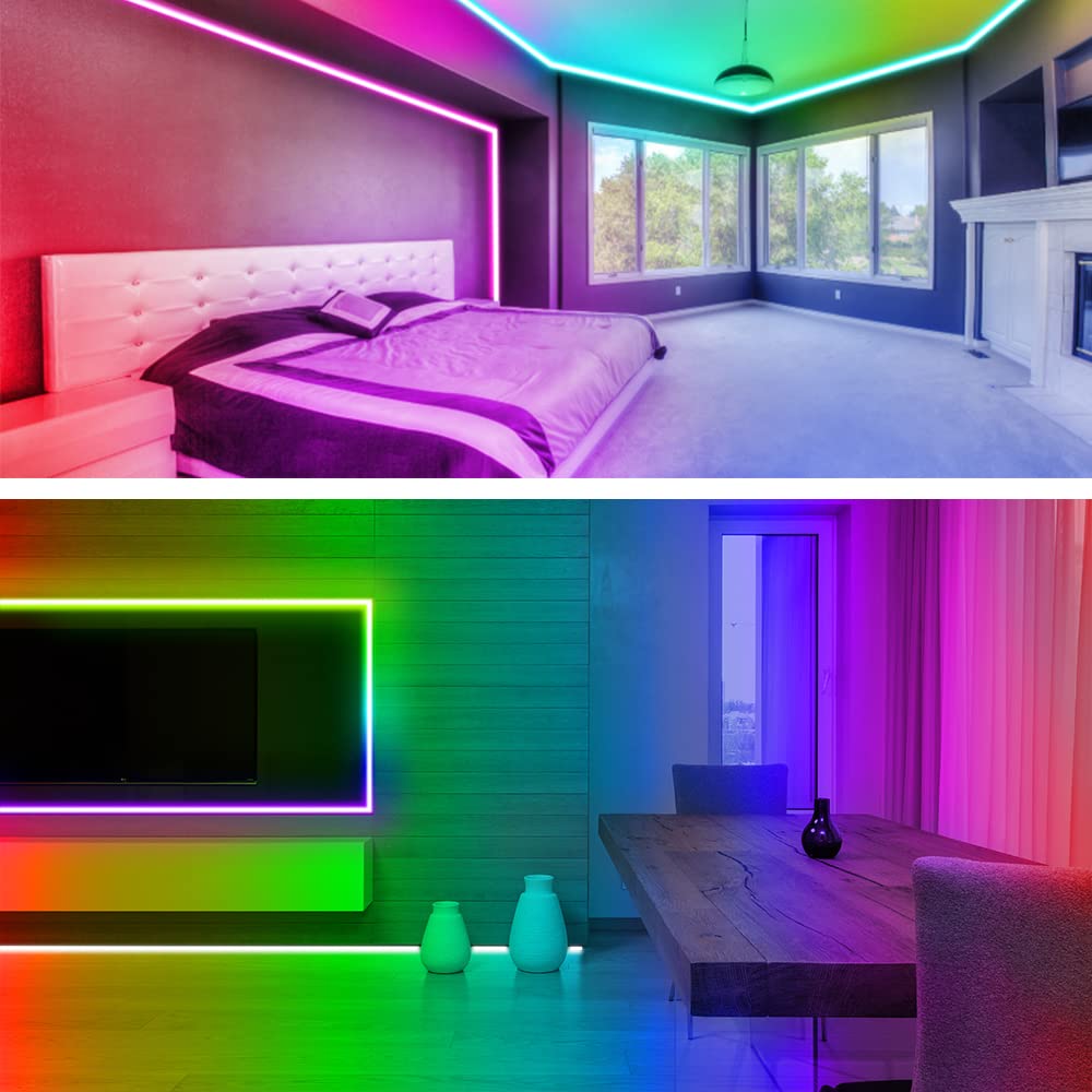 Battery Powered Led Strip Lights 25 ft, LED Lights for Bedroom Battery Operated Color Changing Lights Music Sync App Remote Control RGB USB Led Lights for TV, Room, Rope Lights