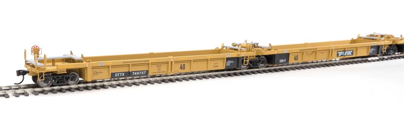 Walthers HO Scale Thrall 5-Unit Rebuilt 40' Well Car Trailer-Train/DTTX #740757