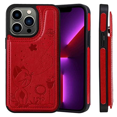 Fansipro Bumper Case Cover for Samsung Galaxy S9 Plus, Premium PU Leather Slim Fit Cover for Galaxy S9 Plus, 1 Card Slot, 1 Photo Frame Slot, Spring, Red