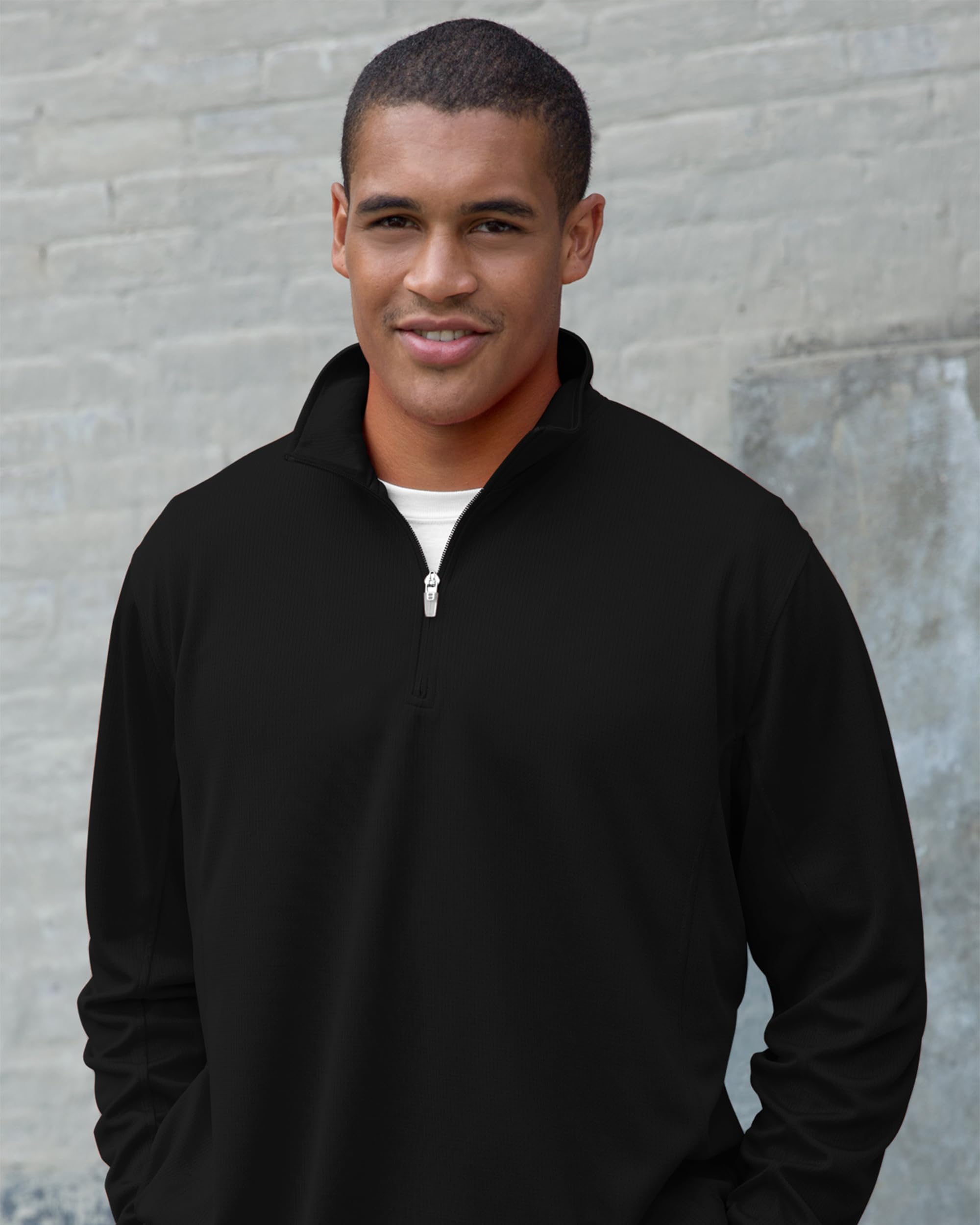 Vantage Apparel Men's Collegiate Micro Mesh Performance Black 1/4 Zip Pullover, Florida Atlantic Owls, Large