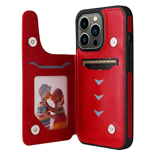 Fansipro Bumper Case Cover for Samsung Galaxy S9 Plus, Premium PU Leather Slim Fit Cover for Galaxy S9 Plus, 1 Card Slot, 1 Photo Frame Slot, Spring, Red