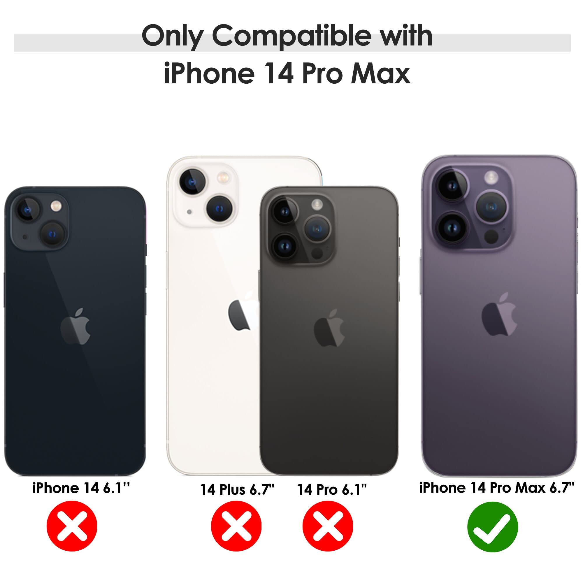 LOHASIC for iPhone 14 Pro Max Wallet Case, Premium Leather Cover Compatible with MagSafe Charger Magnetic Detachable Wallet 5 Card Holder Kickstand Protective Phone Case for Men 6.7 inch - Black