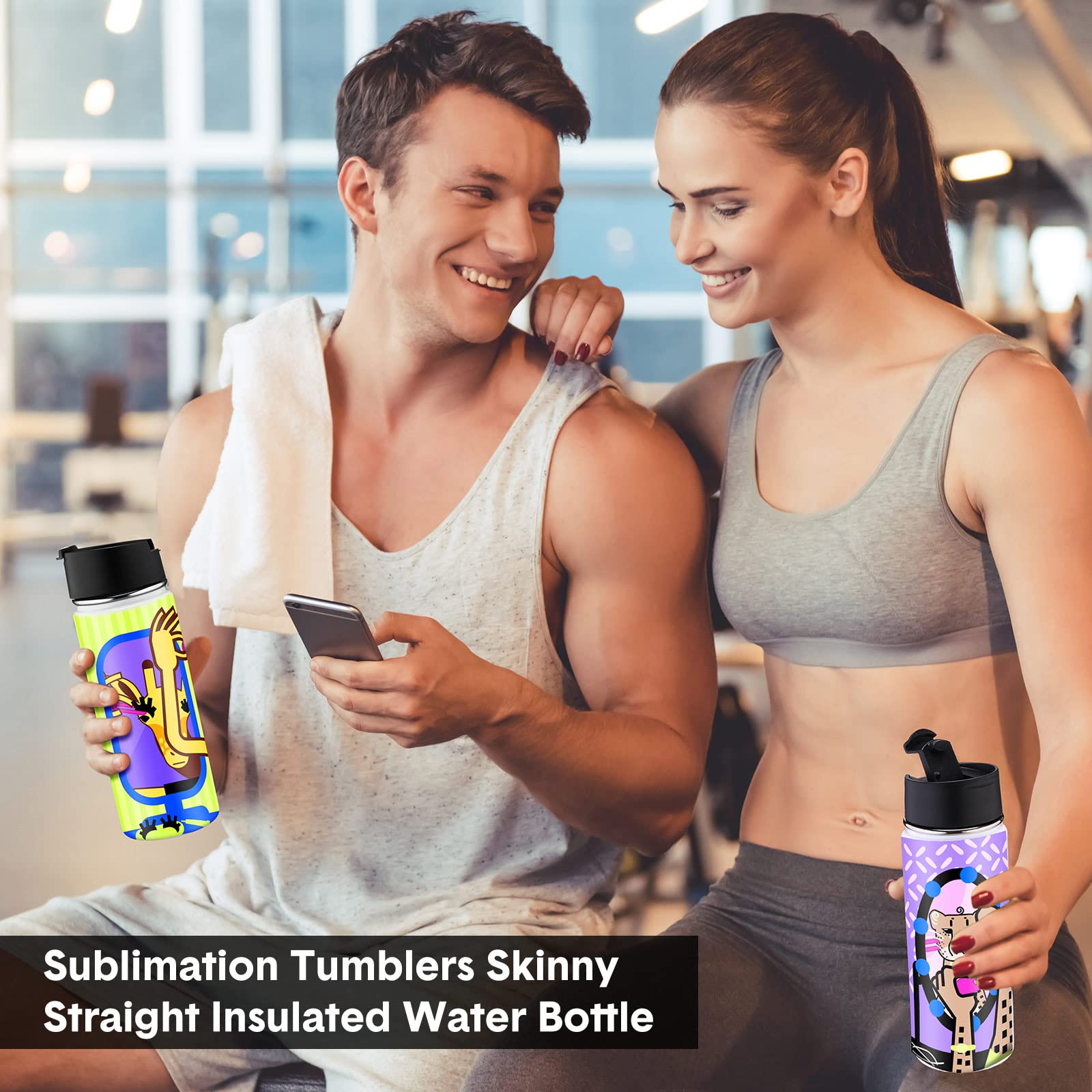 Mimorou 10 Pack Sublimation Blank Water Bottle Bulk 18 oz Stainless Steel Double Wall Sport Bottles Sublimation DIY Bottles for Gym, Hiking, Camping, Sports Outdoor Hot or Cold Drinks
