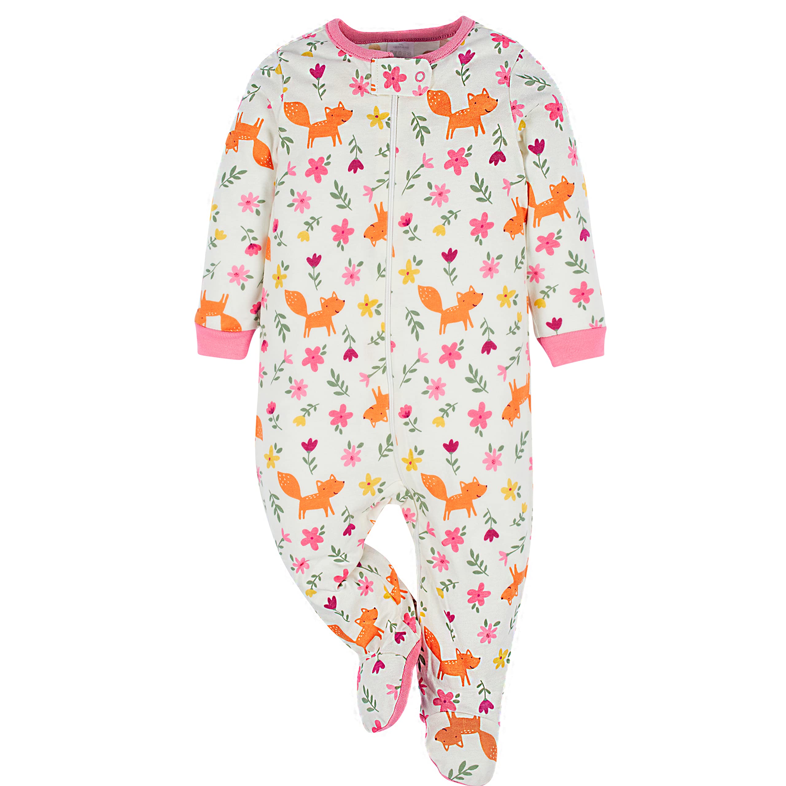 Onesies Brand Baby Girl's 4-Pack Sleep 'N Play Footies Multi Pack, Fox, 3-6 Months