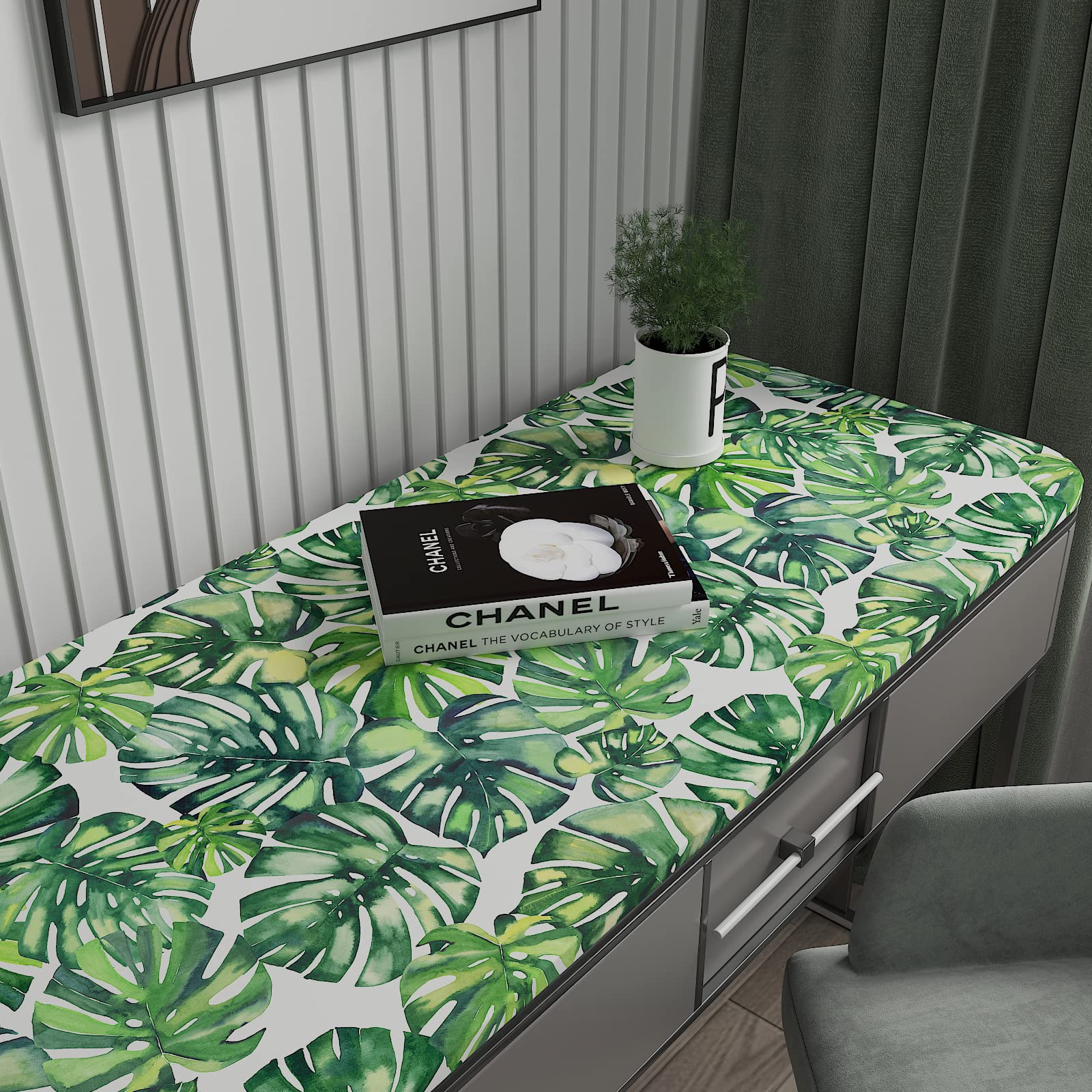 CHIHUT Green Leaf Peel and Stick Wallpaper 17.7''x236'' Green Tropical Botanical Palm Leaf Wallpaper Mural Self Adhesive Removable Wall Paper Vinyl Leaves Contact Paper for Wall Cabinets Nursery Decor