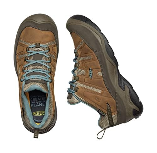 KEEN Women's Circadia Low Height Comfortable Waterproof Hiking Shoes, Syrup/North Atlantic, 10 Wide