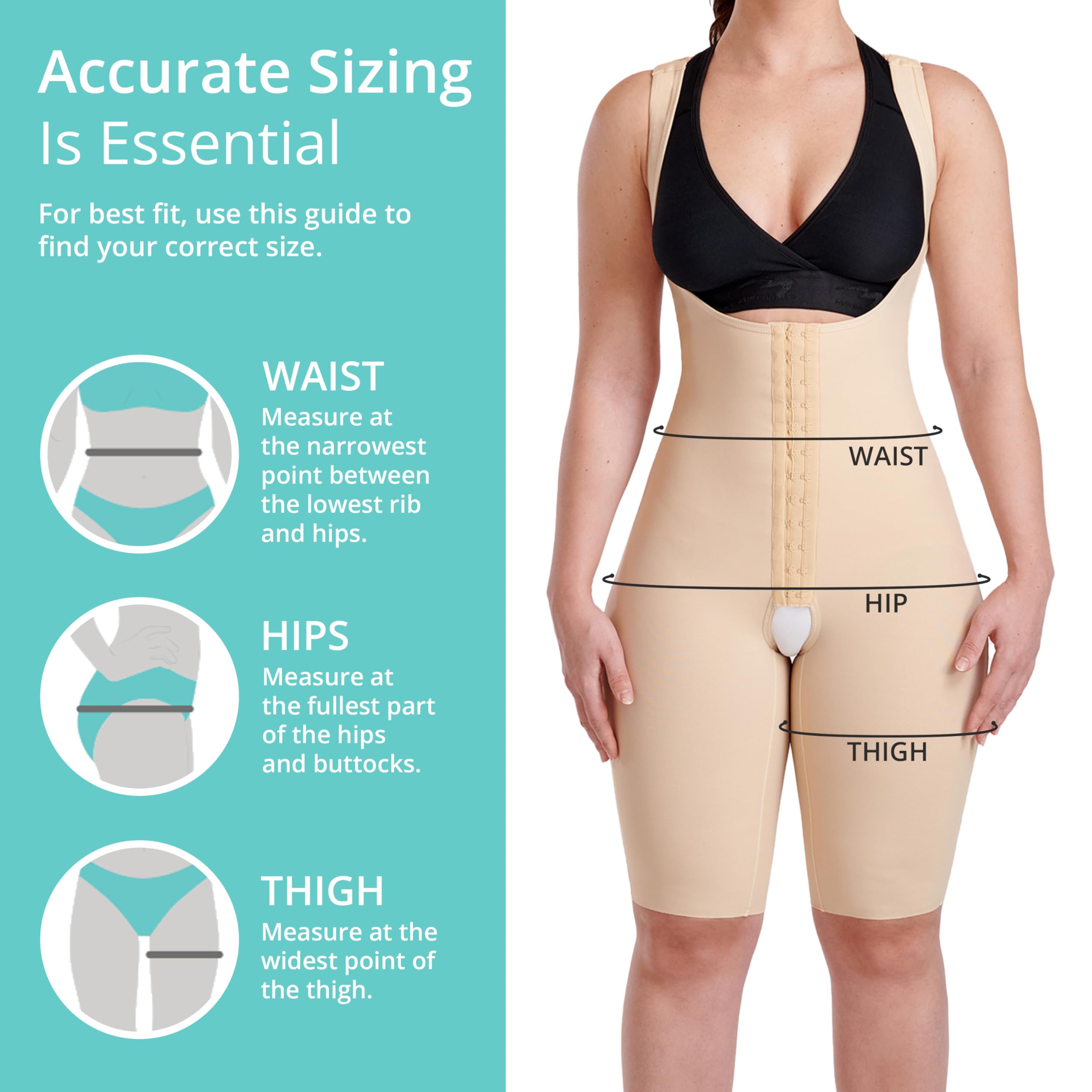 MARENA FCBHRS Female Curves Bodysuit | Hidden Reinforcement Panels | Short Length, Black, Large