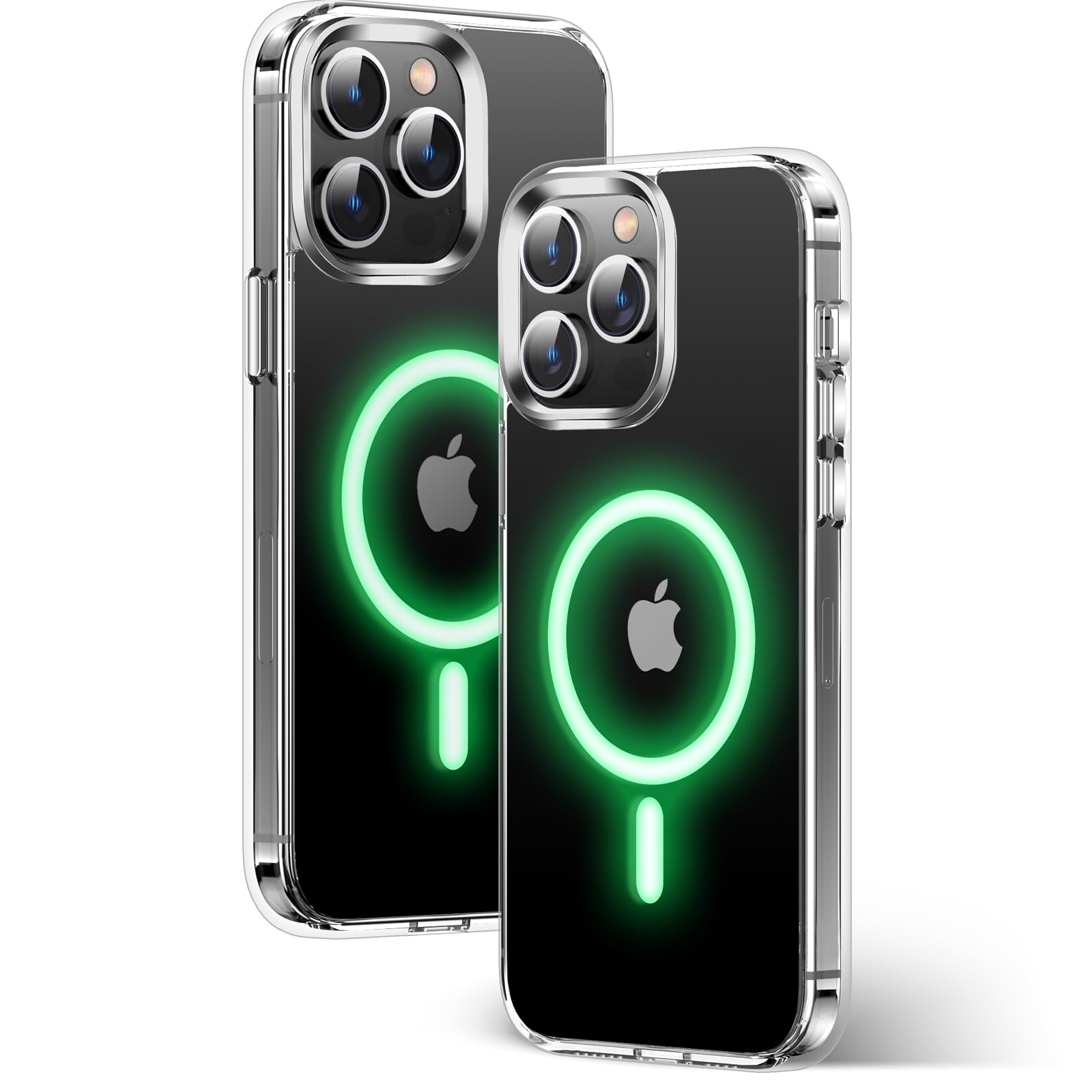 Meifigno Clear Luminous Magnetic Case for iPhone 13 Pro Max case (6.7 inch), [Compatible with MagSafe & Glow in The Dark], Hard PC with Soft Edges Magnetic iPhone 13 Pro Max Case-Luminous Clear
