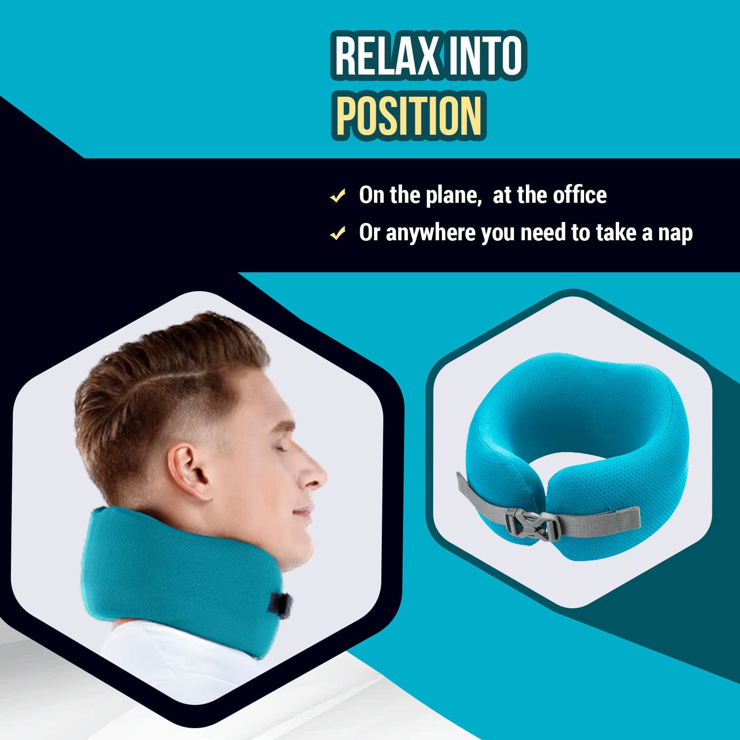Orthopedic Neck Travel Pillow by Skypillow, Securely Supports Neck to Prevent Neck Cramps and Pain. Patented Memory Foam Pillow, Removable Washable Cover, Includes Carrying Case (Small)
