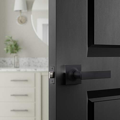 Amazon Basics Contemporary Stamford Door Lever - Passage - Matte Black, 6-Pack
