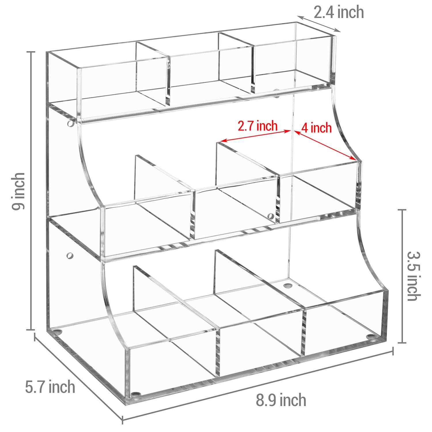 MyGift 3 Tier Premium Clear Acrylic Modern Tea Bag Organizer Holder for Countertops, Wall Mountable Teabag Storage Rack for Kitchen, Coffee Station