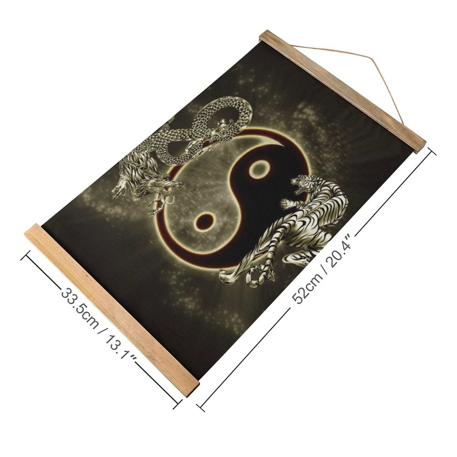 Yin Yang Dragons Tiger Canvas Hanging Painting Picture Poster Artwork for Home Office Decoration