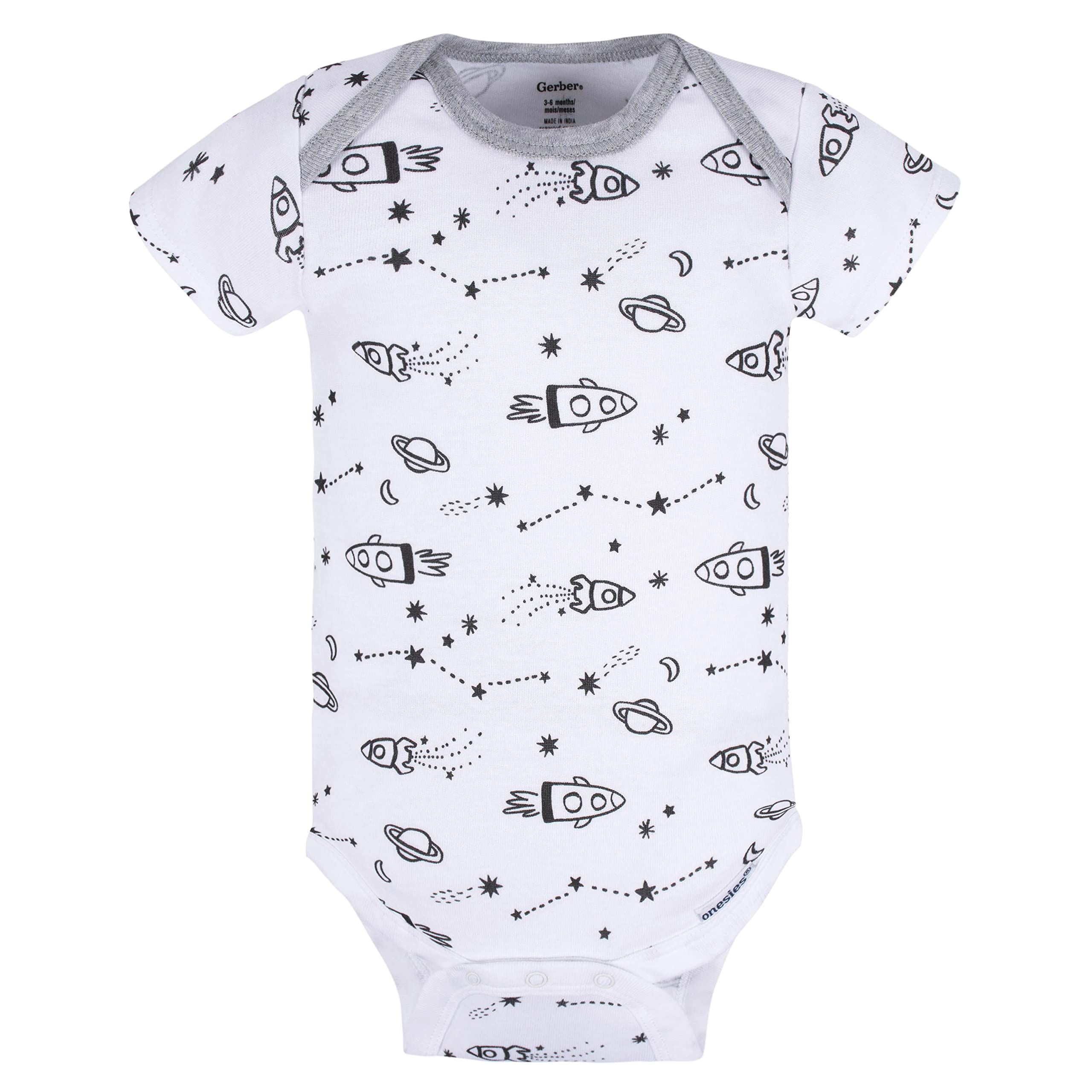 Gerber Baby Boys 5-Pack Short Sleeve Variety Onesies Bodysuits Space 3-6 Months