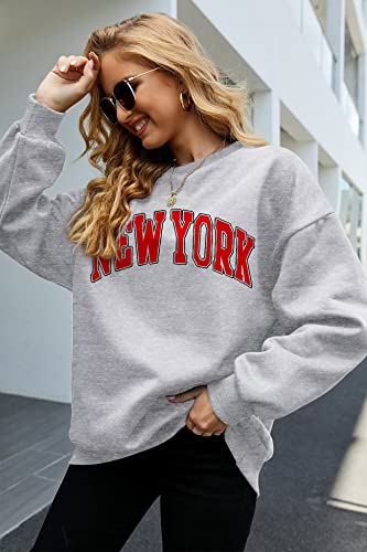 BBX Lephsnt Womens Sweatshirts and Hoodies Graphic New York Oversized Ladies Sweatshirts Fleece Pullover Hoodies(GREY,M)