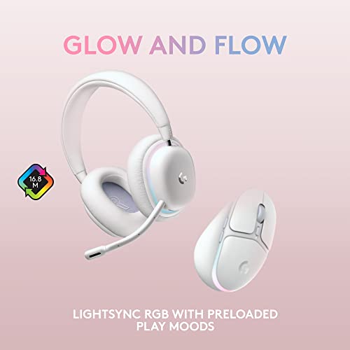 Logitech G735 Wireless Gaming Headset + G705 Mouse, Customizable LIGHTSYNC RGB Lighting, Lightspeed Wireless, Bluetooth, PC/Mac/Laptop - White Mist