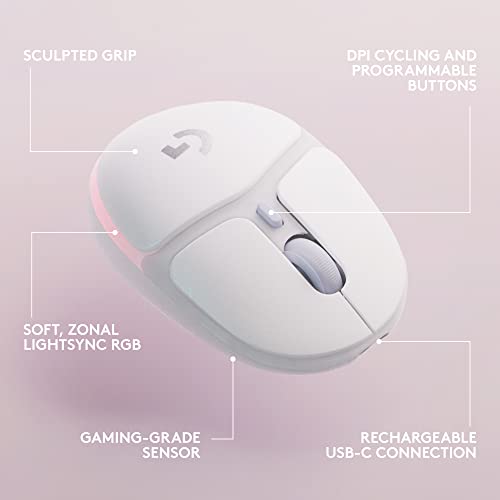 Logitech G735 Wireless Gaming Headset + G705 Mouse, Customizable LIGHTSYNC RGB Lighting, Lightspeed Wireless, Bluetooth, PC/Mac/Laptop - White Mist