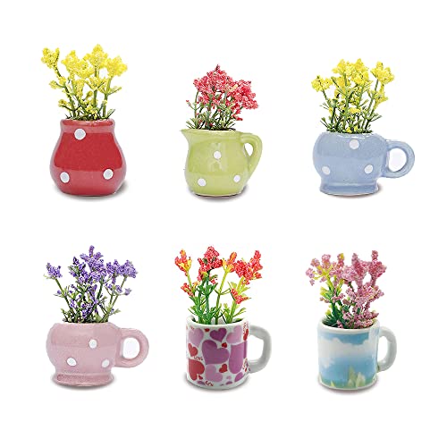 Cute Plant Fridge Magnets Funny Mini Plant Magnets for Fridge, Simulation Ceramic Flower Vase 3D Refrigerator Magnet Set 6 Pack,Decoration for Kitchen,House,Office,Whiteboard
