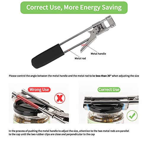 Jar Opener for Weak Hands, Jar Lid Opener for Senior Arthritis, Adjustable Stainless Steel Bottle Open Tool+Rubber Gripper Pad, Longer Handheld Canning Jar Opener Effortless for Any-Size Caps…