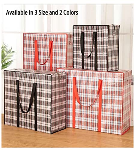 Heavy Duty Jumbo Moving Bags, 168L Oversize Organizer Storage Bags With Durable Zippers for Clothes Comforter Pillow, Water-proof Totes for Carrying Camping Bedding (Set of 4) Red