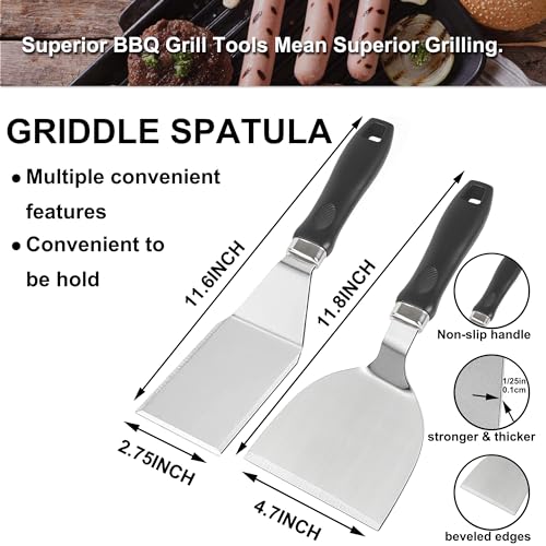ROMANTICIST Professional Griddle Accessories Set with Carry Bag, Stainless Steel 25PC Grill BBQ Spatula Set, Complete Flat Top Grill Tools Kit for Men Women Indoor/Outdoor Hibachi Grilling