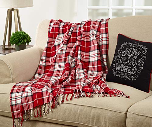 SARO LIFESTYLE Red Plaid Throw Blanket, 50" x60, TH648.R5060