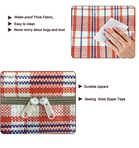 Heavy Duty Jumbo Moving Bags, 168L Oversize Organizer Storage Bags With Durable Zippers for Clothes Comforter Pillow, Water-proof Totes for Carrying Camping Bedding (Set of 4) Red