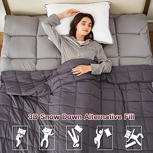 Homemate Queen Mattress Topper,1800TC Cooling Mattress Pad Cover for Deep Sleep, Extra Thick 3D Snow Down Alternative Overfilled Plush Pillow Top with 8-21 Inch Deep Pocket - Queen Size, Grey