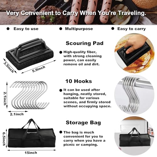 ROMANTICIST Professional Griddle Accessories Set with Carry Bag, Stainless Steel 25PC Grill BBQ Spatula Set, Complete Flat Top Grill Tools Kit for Men Women Indoor/Outdoor Hibachi Grilling