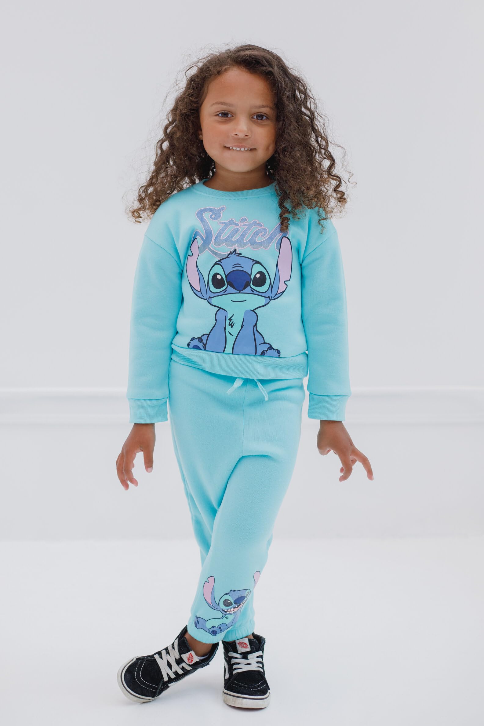 Disney Lilo & Stitch Big Girls Fleece Sweatshirt and Jogger Pants Blue 10-12