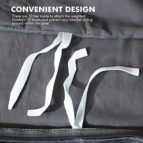 DECOSY Removable Duvet Cover for Weighted Blanket 丨 100% Cotton Duvet Cover 丨 Machine-Washable Cover for Heavy Blanket 丨 48"x72", Dark Gray