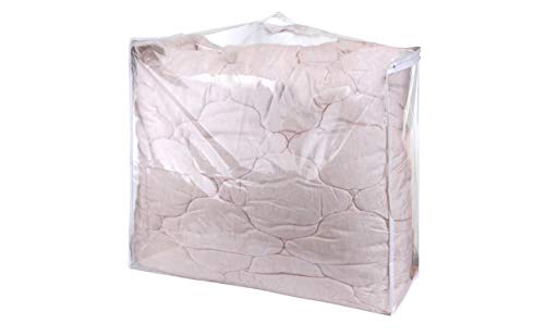 DiClavus Set of 2 With Handles, Zippered Clear Vinyl Storage Bags 24x20x11 Inch, Organizer for Clothes, Space Saver PVC Comforter Clear Storage Bags for Blanket, King Size Pillows,Linen Storage.