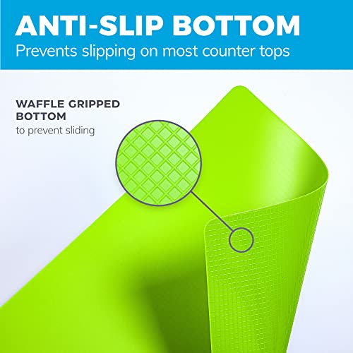 Extra Thick Flexible Plastic Cutting Board Mats With Food Icons & "EZ-Grip" Waffle Back, (Set of 4) - Chopping Board Set - Textured Waffle Grip Bottom Prevents Slipping On Most Counter Tops