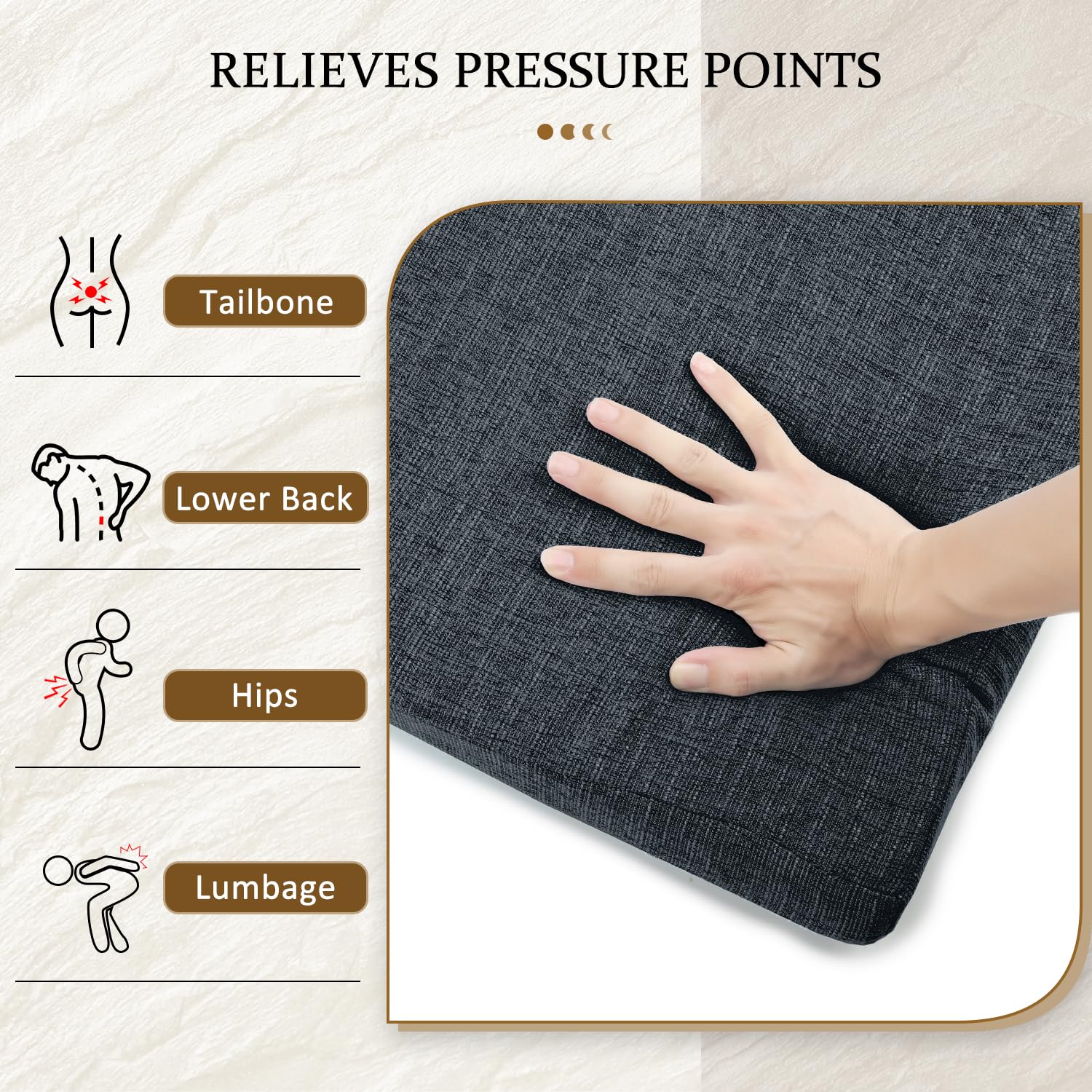 LOVTEX Chair Cushions for Dining Chairs 4 Pack - Memory Foam Chair Pads with Ties and Non-Slip Backing - Seat Cushion for Kitchen Chair 16x16x2, Navy