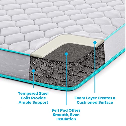 Hodedah Metal Twin, Complete Bed & Linenspa 6 Inch Innerspring Twin Mattress with Foam Layer - Firm Feel - CertiPUR-US Certified - Mattress in a Box