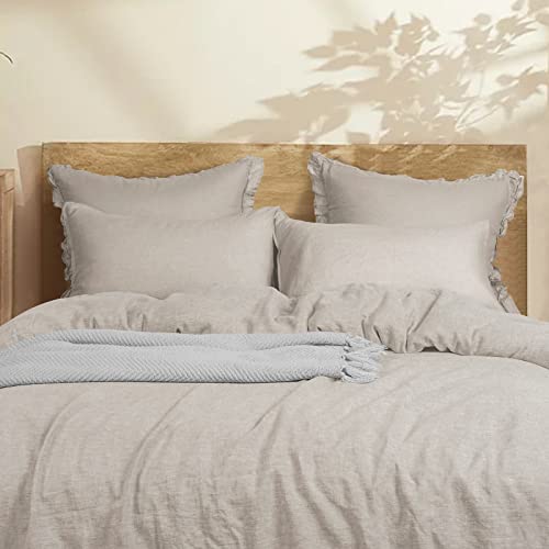 PHF 100% Linen Pillowcases Standard Size, Set of 2, No Insert, Washed French Flax Pillow Cases with Envelope Closure, Luxurious Breathable Comfy Pillow Shams, 20" X 26", No Filling, Linen Basic