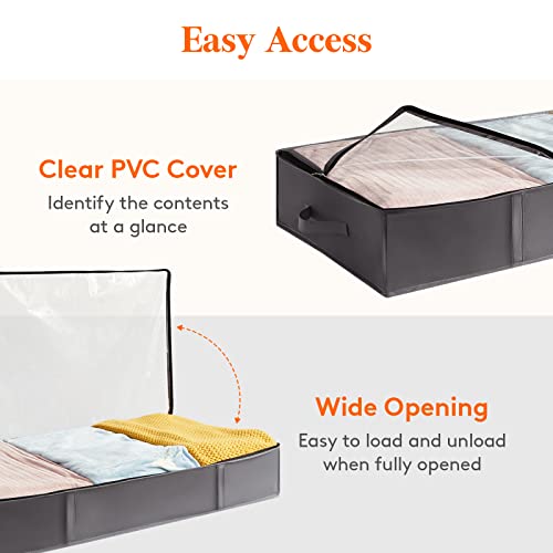 Lifewit 6 Packs Under Bed Storage Containers, Large Capacity Blanket Storage Bags with Reinforced Handles, Organization and Storage for Clothes, Sheets, Towels, Bedroom, Closet, College Dorm, Grey