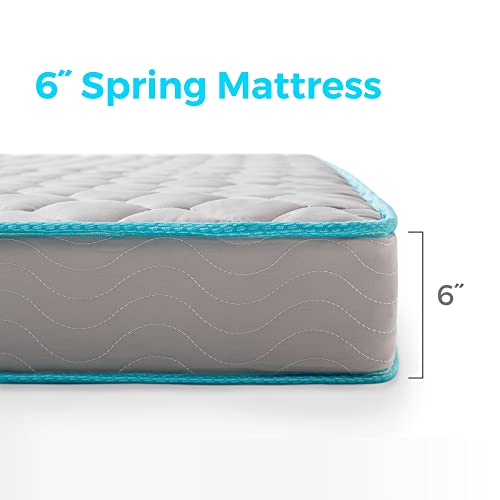 Hodedah Metal Twin, Complete Bed & Linenspa 6 Inch Innerspring Twin Mattress with Foam Layer - Firm Feel - CertiPUR-US Certified - Mattress in a Box