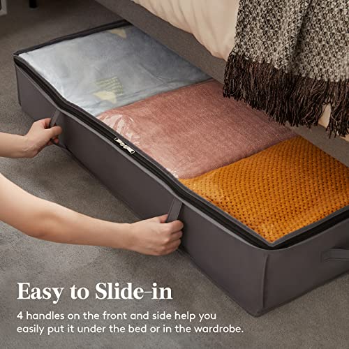 Lifewit 6 Packs Under Bed Storage Containers, Large Capacity Blanket Storage Bags with Reinforced Handles, Organization and Storage for Clothes, Sheets, Towels, Bedroom, Closet, College Dorm, Grey