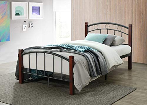 Hodedah Metal Twin, Complete Bed & Linenspa 6 Inch Innerspring Twin Mattress with Foam Layer - Firm Feel - CertiPUR-US Certified - Mattress in a Box