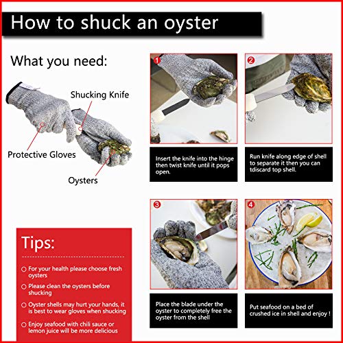 Nonley Oyster Shucking Knife, 2 Pack Oyster Knife Shucker Set with Professional Grade Cut Resistant Gloves | Oyster Shucker Clam Knife, Seafood Opener Seafood Tools