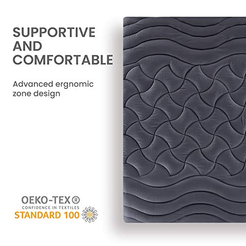 SLEEP ZONE Cooling Queen Mattress Pad, Premium Zoned Quilted Fitted Mattress Topper, Elastic Mattress Protector Cover, Machine Wash Durable, Deep Pocket 8-21 inch (Grey, Queen)