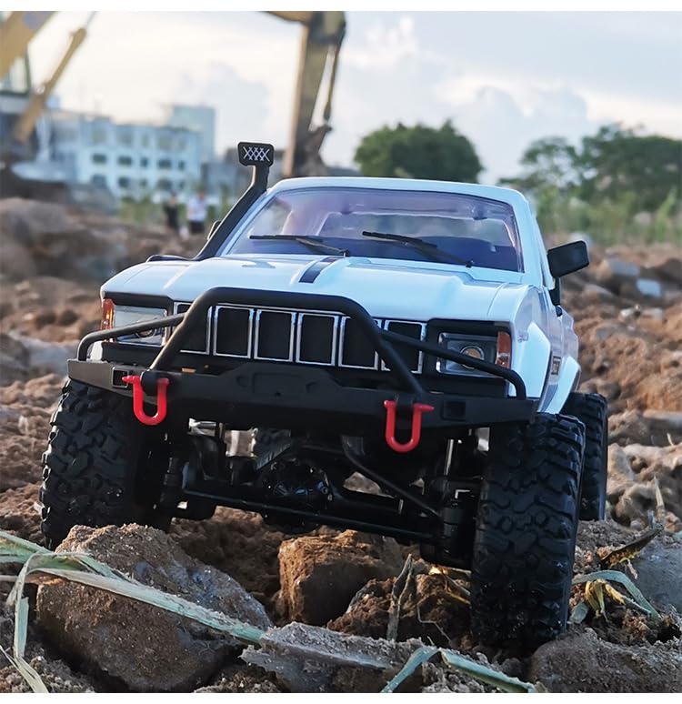 YIKESHU RC Crawler Offroad RC Truck 4x4 Remote Control Rock Crawler WPL C24-1 Pickup Trucks with Led Light, 2.4 Ghz 1/16 Scale All Terrain Car Brushed RTR Pickup for Adults
