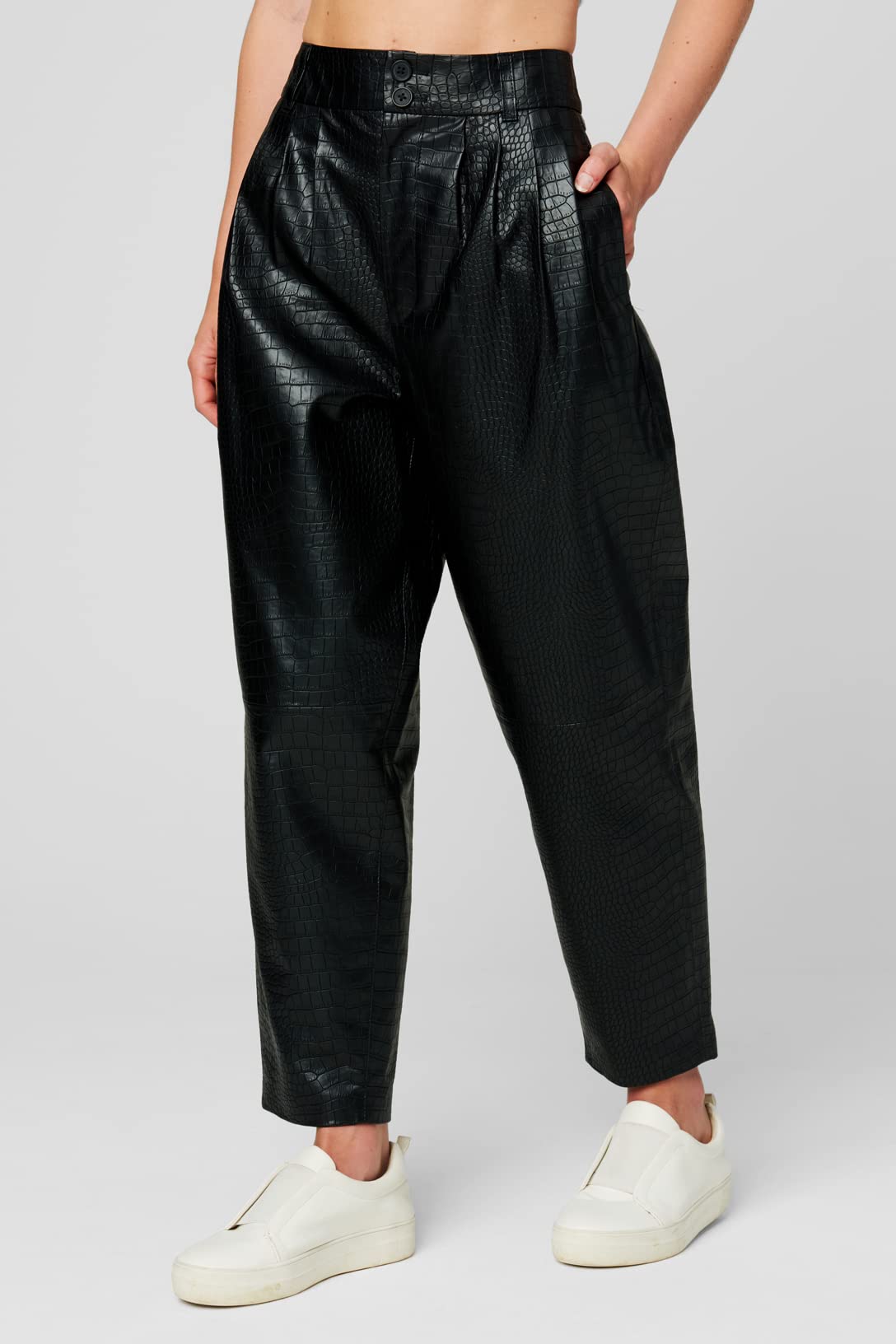 [BLANKNYC] Womens Vegan Leather Crocodile Print Pants, Stay Real, 28-29 US