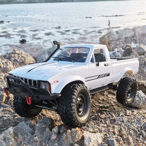YIKESHU RC Crawler Offroad RC Truck 4x4 Remote Control Rock Crawler WPL C24-1 Pickup Trucks with Led Light, 2.4 Ghz 1/16 Scale All Terrain Car Brushed RTR Pickup for Adults