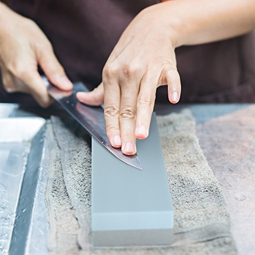 Whetstone Cutlery Sided, Gray Knife Stone-Dual 400/1000 Grit Wet Block-Sharpens and Polishes Sharp Tools and Kitchen, Hunting, and Pocket Knives by Whetstone, 1-Pack, Limestone