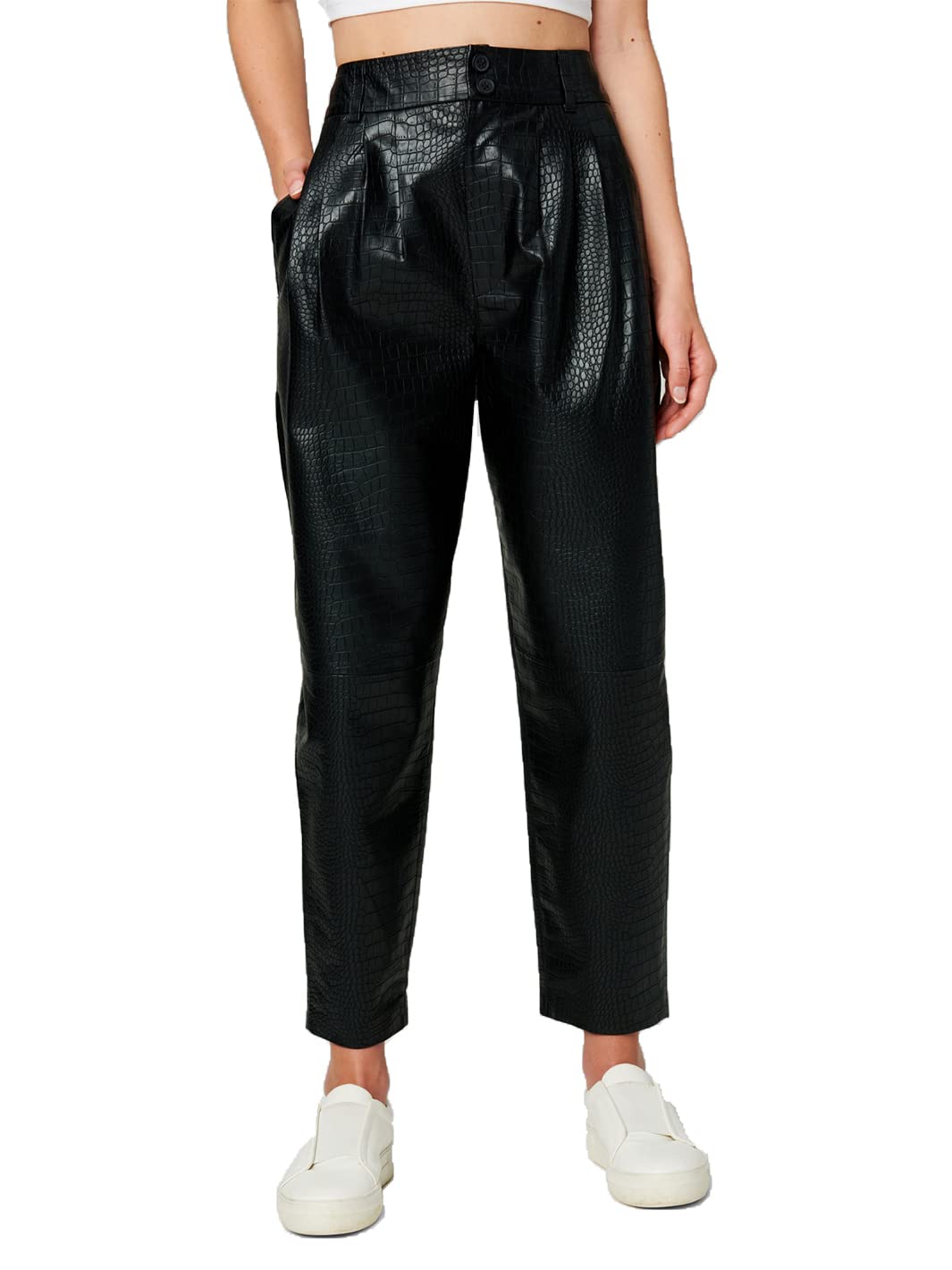 [BLANKNYC] Womens Vegan Leather Crocodile Print Pants, Stay Real, 28-29 US