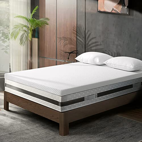 RISAR Memory Foam Mattress Topper King Size Mattress pad 3ââ Inch High Density Extra Firm Mattress Cooling Gel Thick Topper for Back Pain Relief Best Soft Bed with Cover Top Mattress (53x75 Inchs)